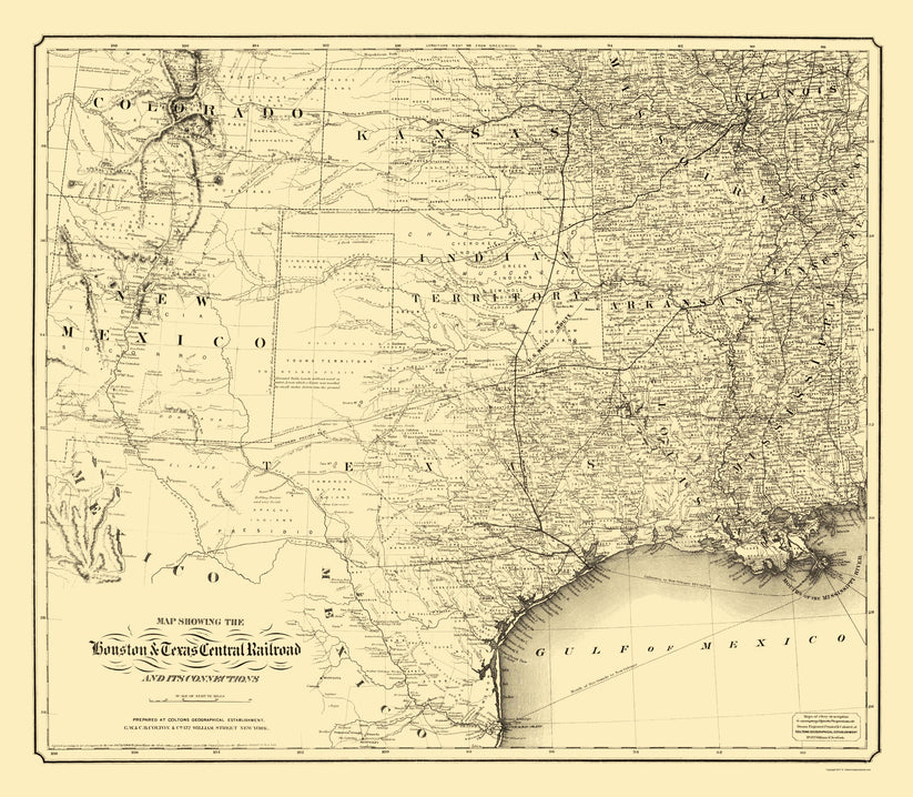 Railroad Map - Southern Railroads - Colton 1867 - Vintage Wall Art ...