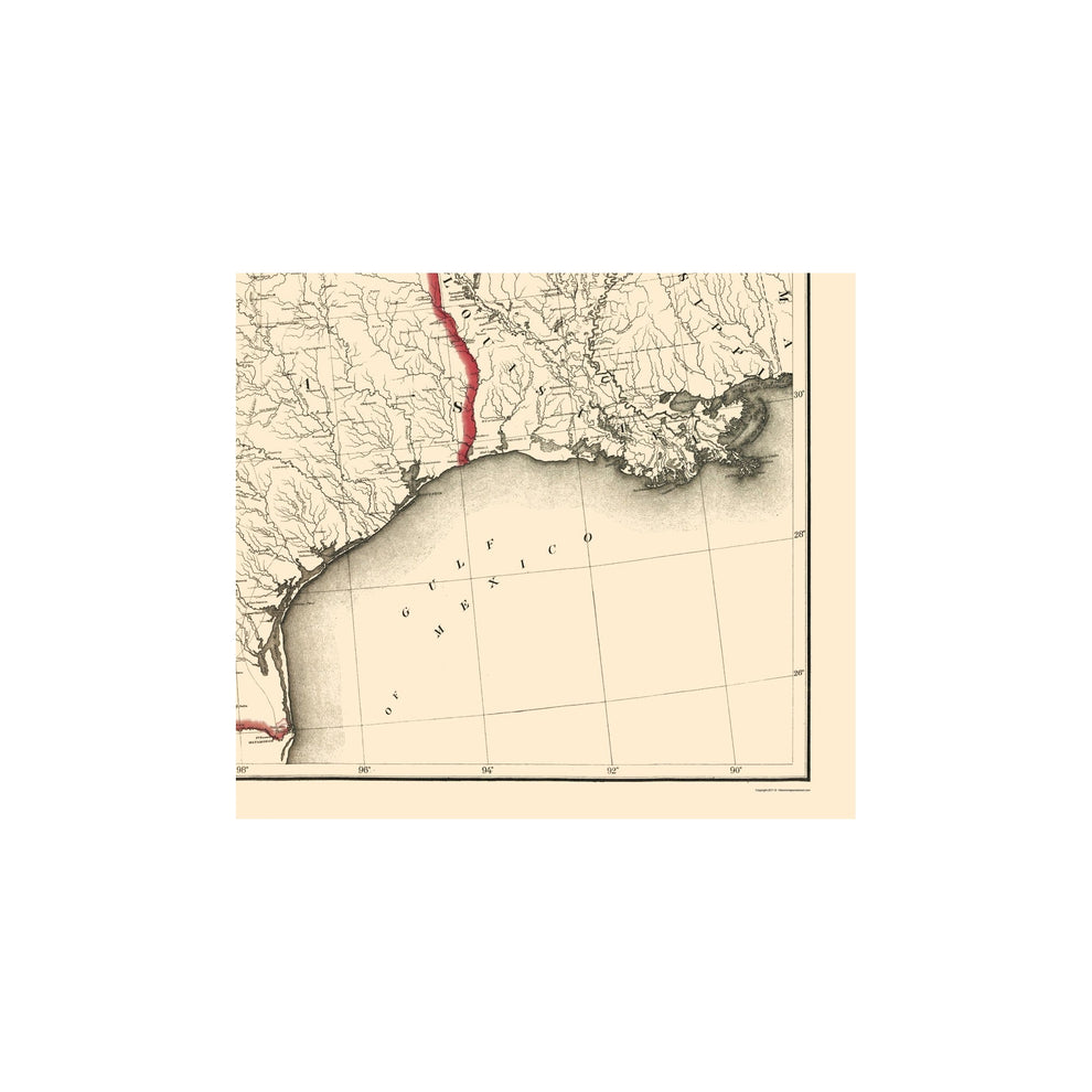 Historic State Map - Texas Military Department - Bien 1859 - 23 x 26.1 ...