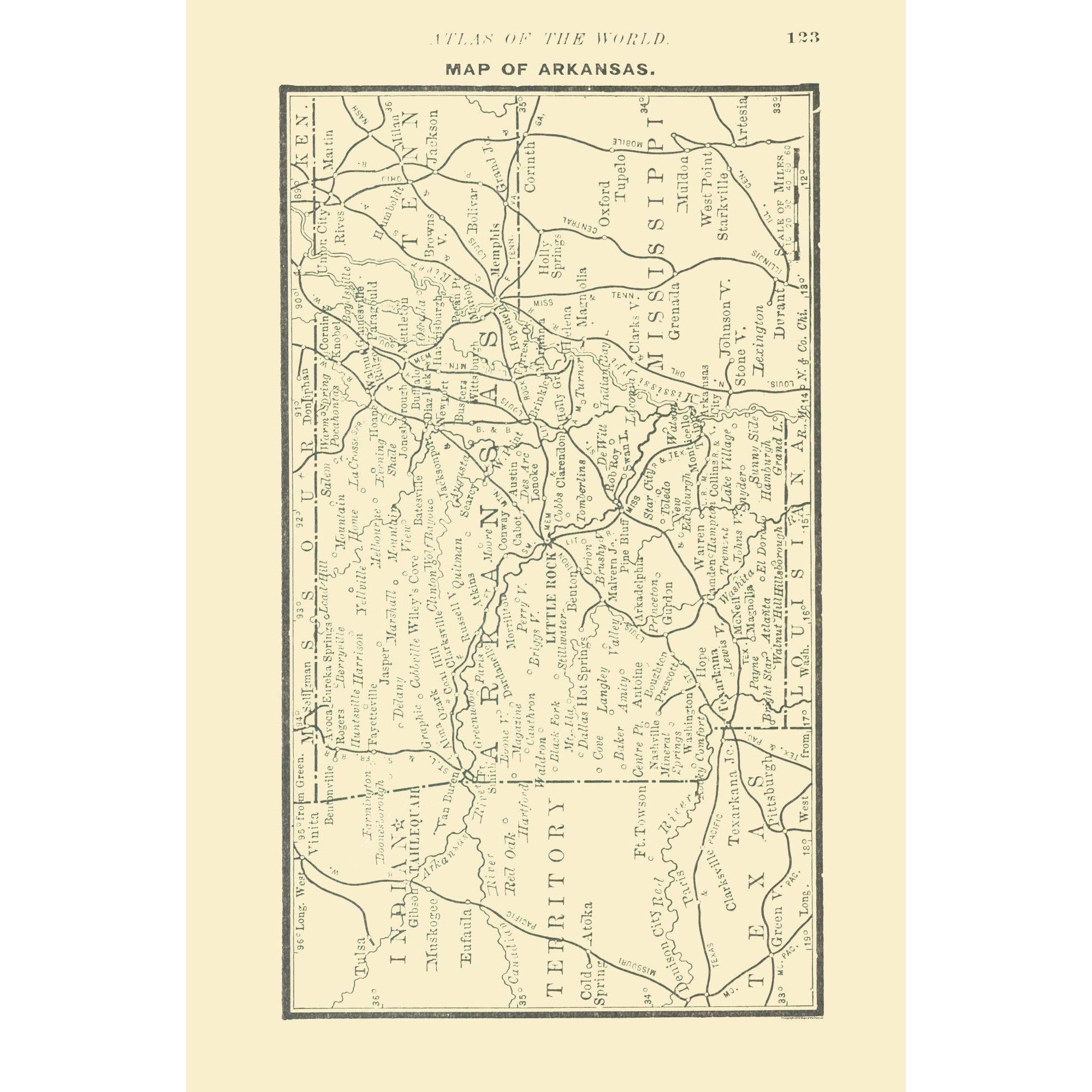 Historic State Map - Arkansas - Alden 1886 - 23 x 34.91 - Vintage Wall ...