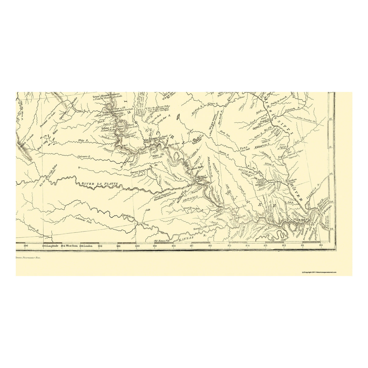 Historic State Map - North America Lewis Clark Routes - Clark 1804 - 4 ...