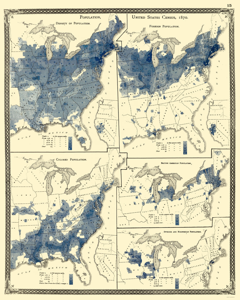 Historic State Map - United States Population Census - Baskin 1876 - V ...