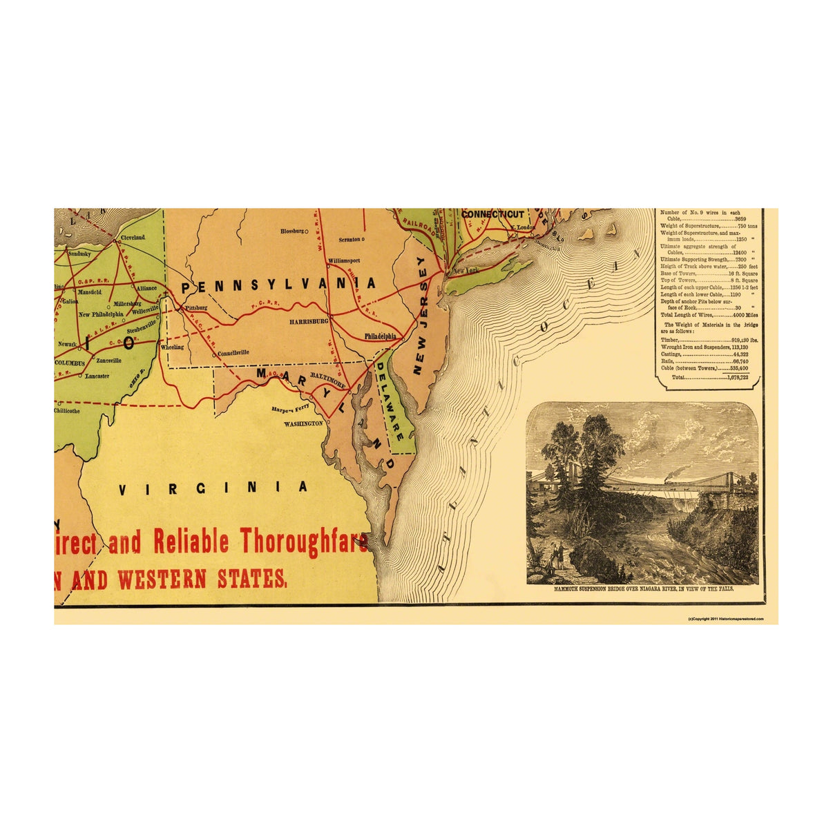 Railroad Map - Great Central Railroad Route - Thomas 1856 - 40 x 23 ...