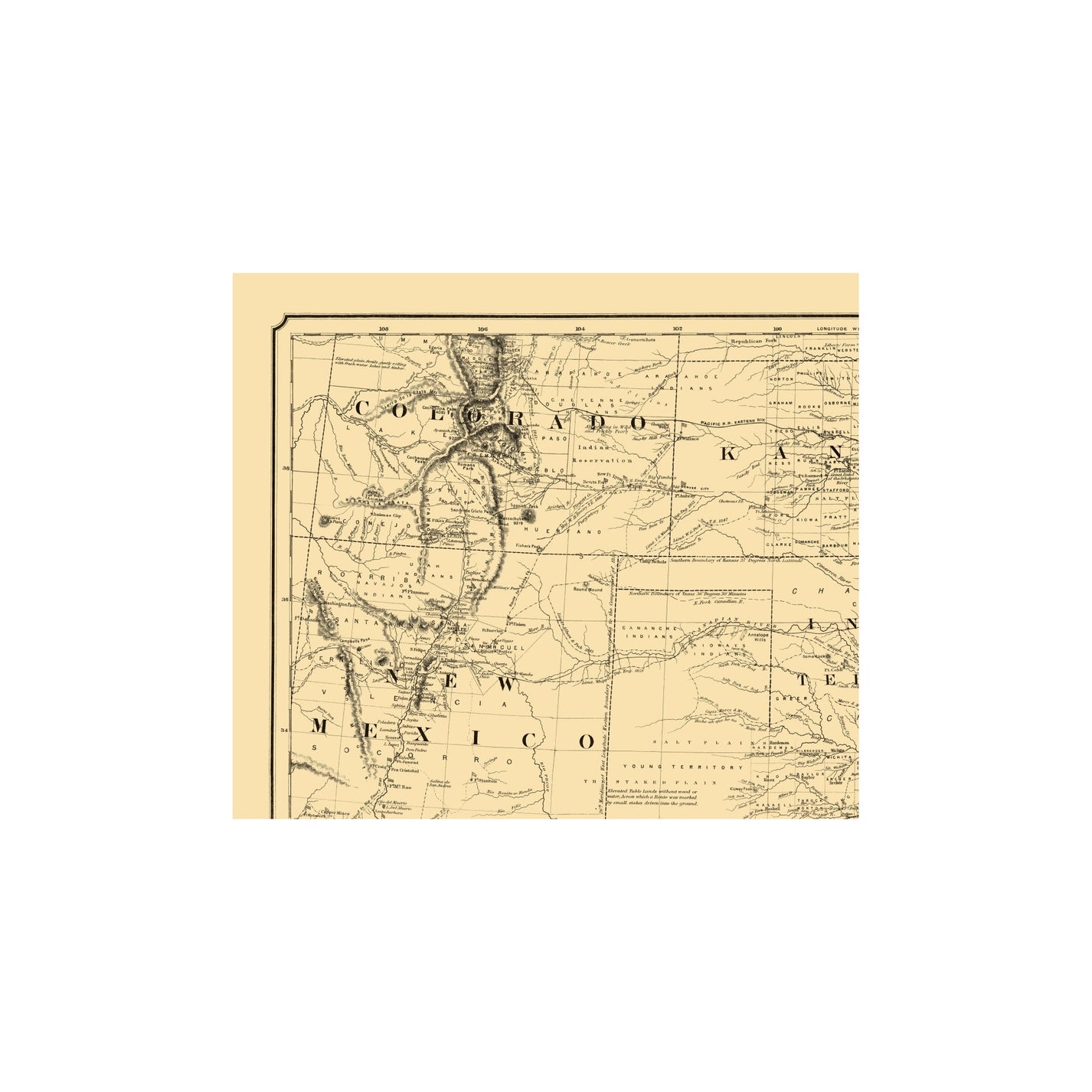 Railroad Map - Houston and Texas Central Railroad - Colton 1867 - 23 x ...