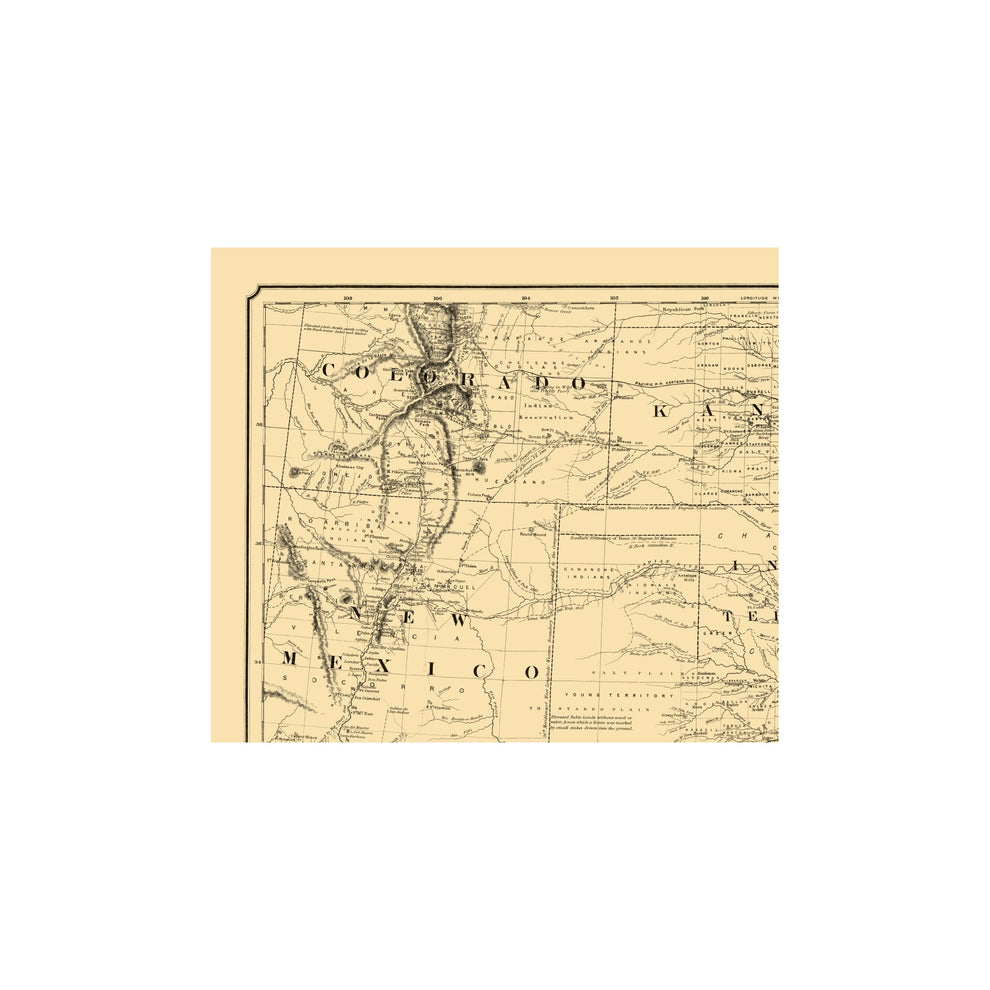 Railroad Map - Houston and Texas Central Railroad - Colton 1867 - 23 x ...