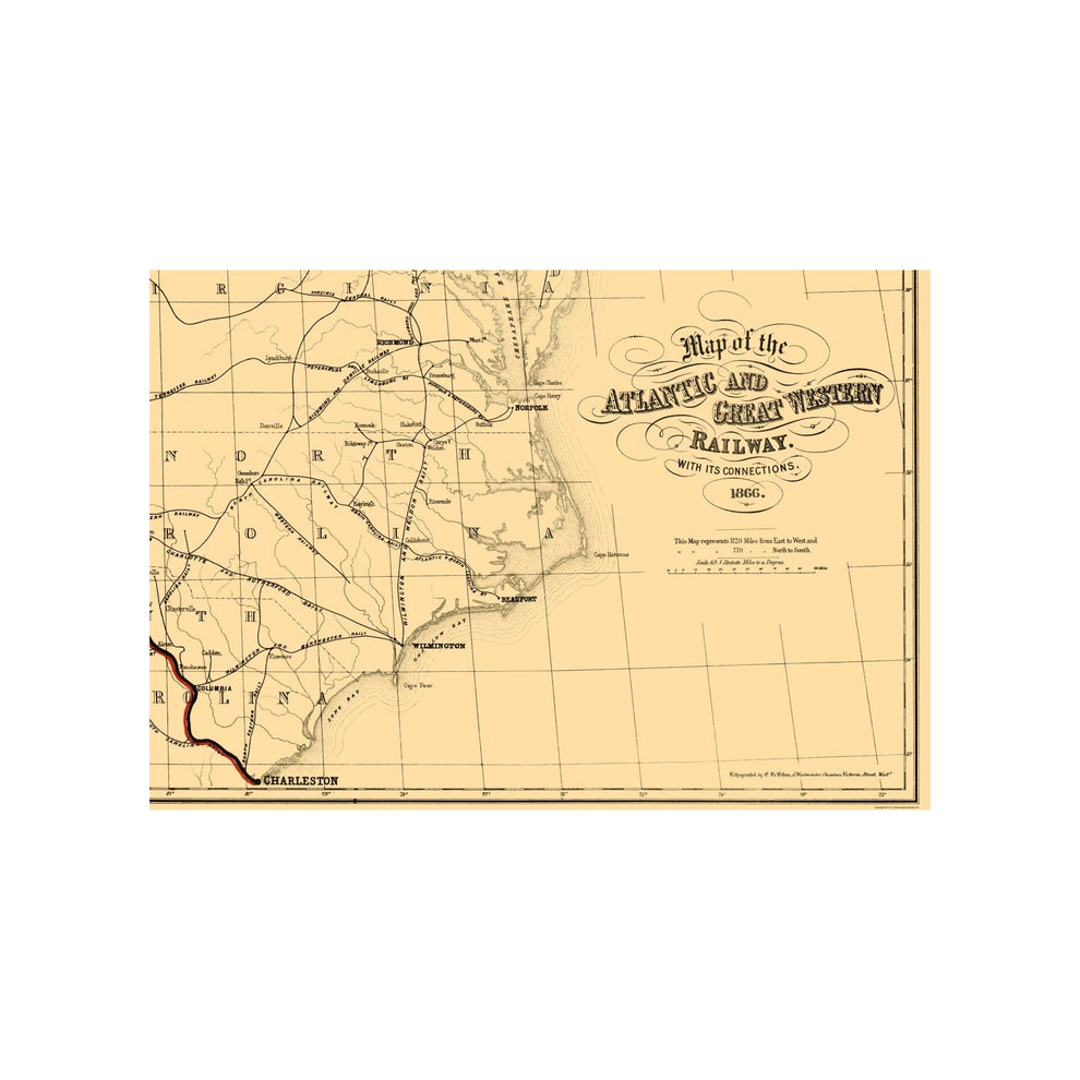 Railroad Map - Atlantic and Great Western Railway - Bihan 1866 - 23 x ...