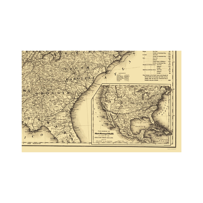 Railroad Map - Atlantic Mississippi and Ohio Railroad - Colton 1867 ...