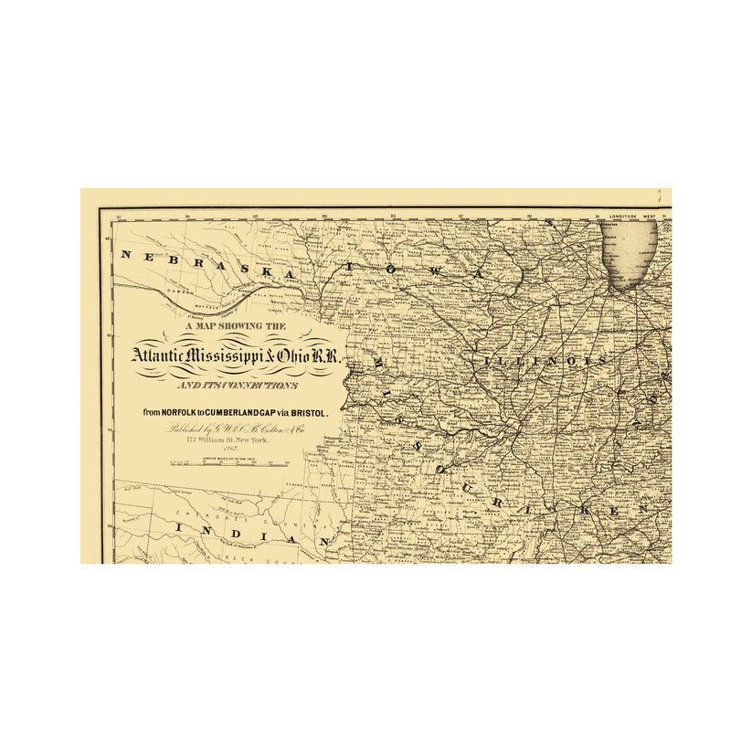 Railroad Map - Atlantic Mississippi and Ohio Railroad - Colton 1867 ...