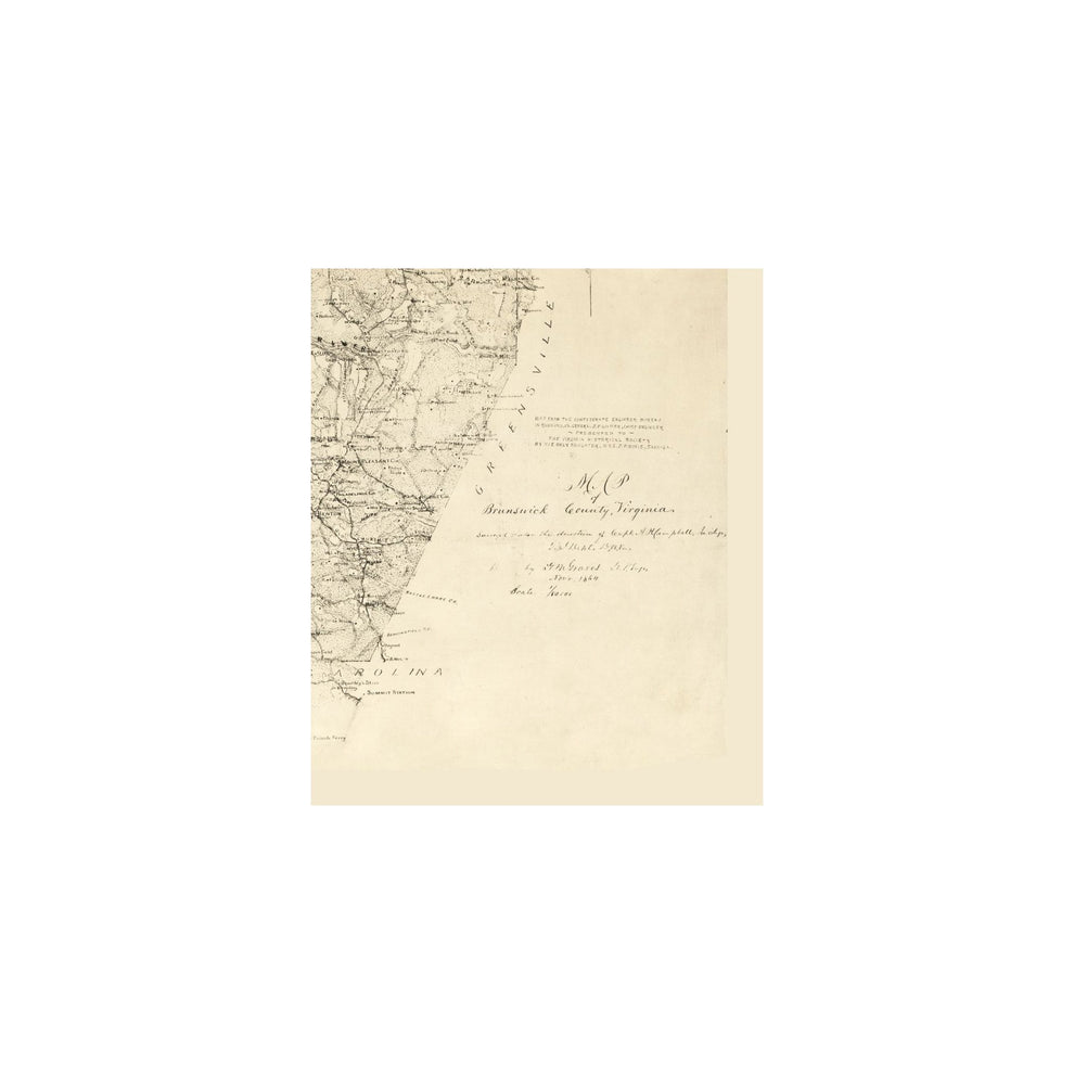 Historic County Map - Brunswick County Virginia - Graves 1864 - 23 x 2 ...