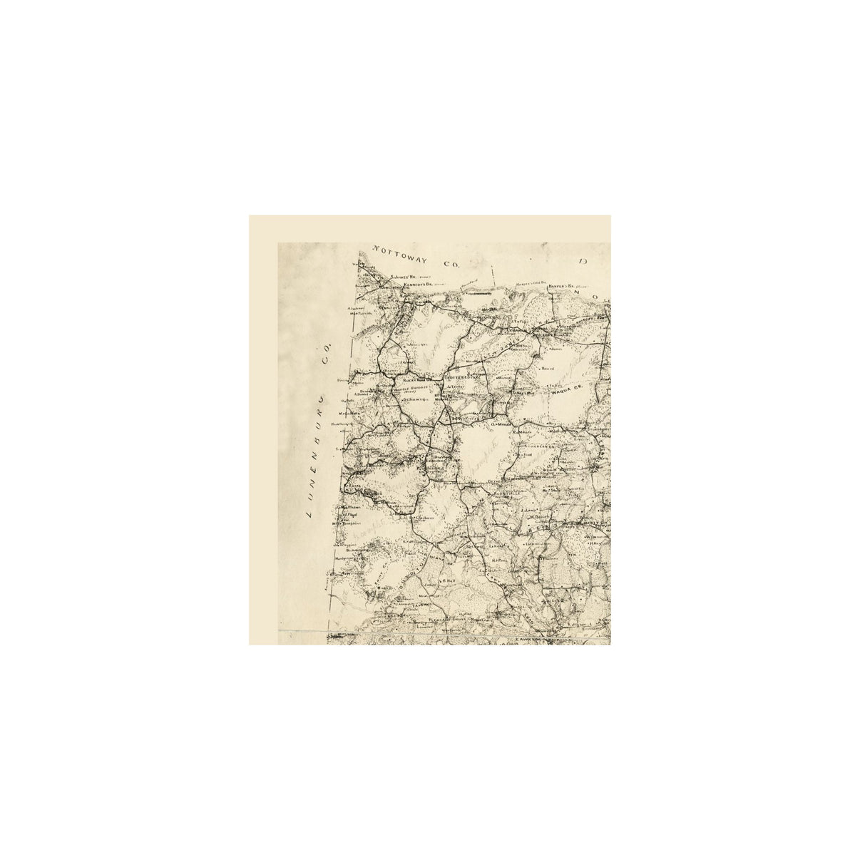 Historic County Map - Brunswick County Virginia - Graves 1864 - 23 x 2 ...