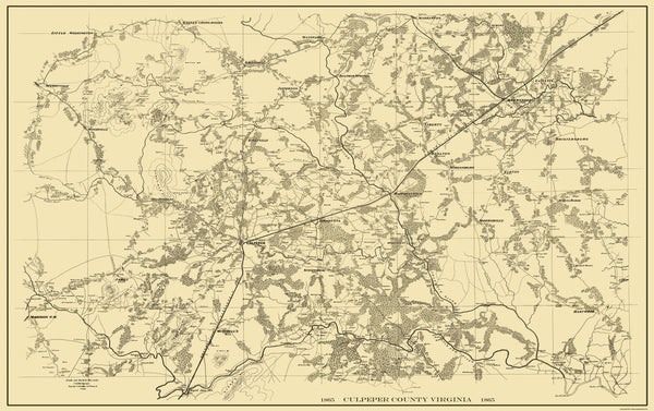 Historic County Map - Culpeper County Virginia - 1865 - Vintage Wall A ...
