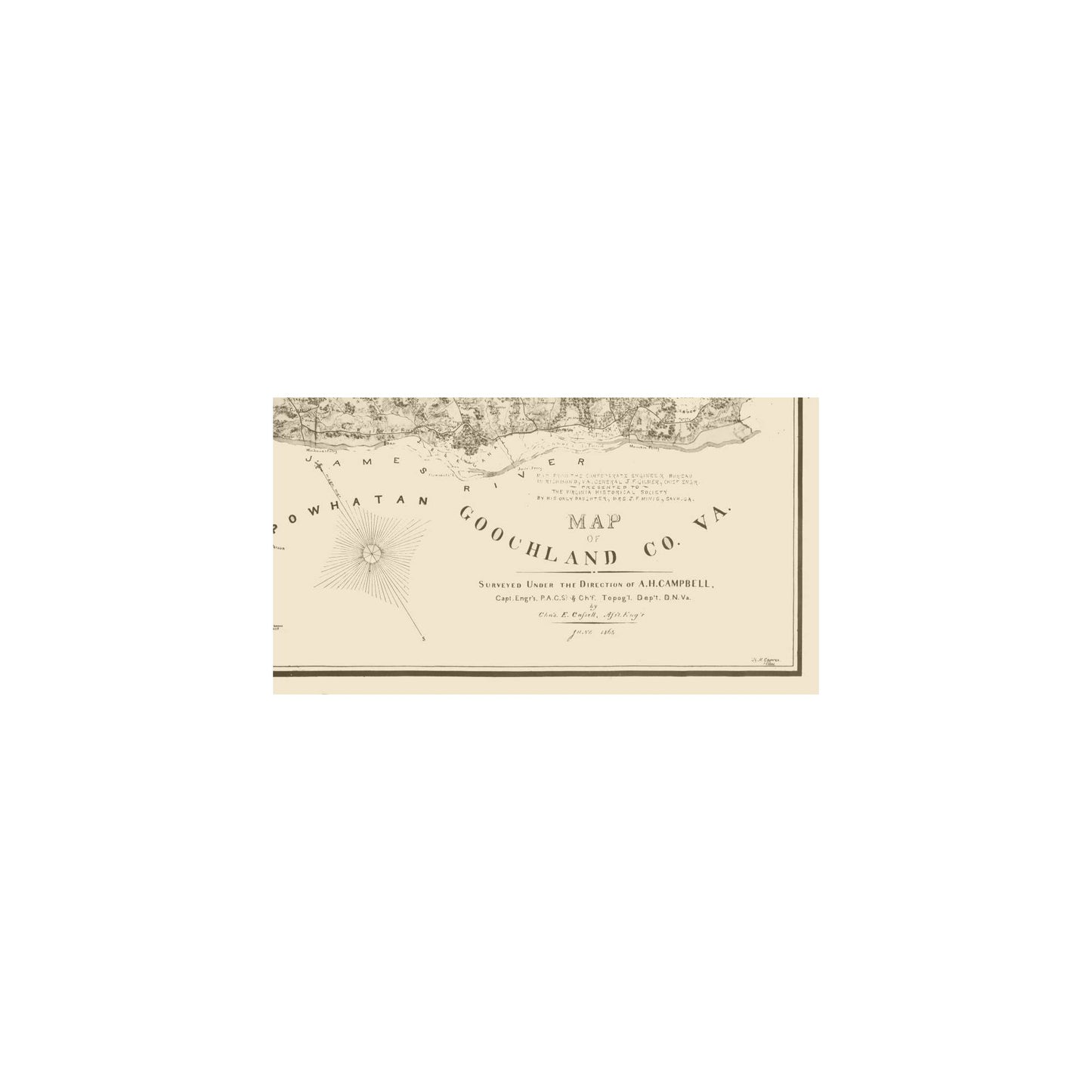 Historic County Map - Goochland County Virginia - Cafsell 1863 - 42.25 ...