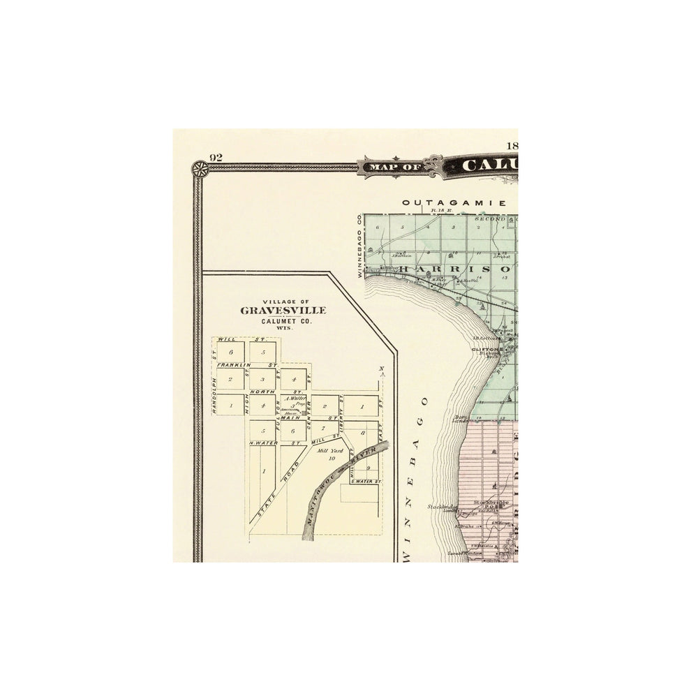 Historic County Map - Calumet County Wisconsin - Snyder 1878 - 23 x 28 ...