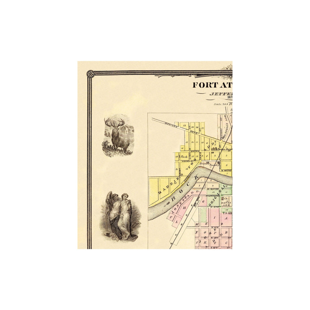 Historic City Map - Fort Atkinson Wisconsin - Snyder 1878 - 27.88 x 23 ...