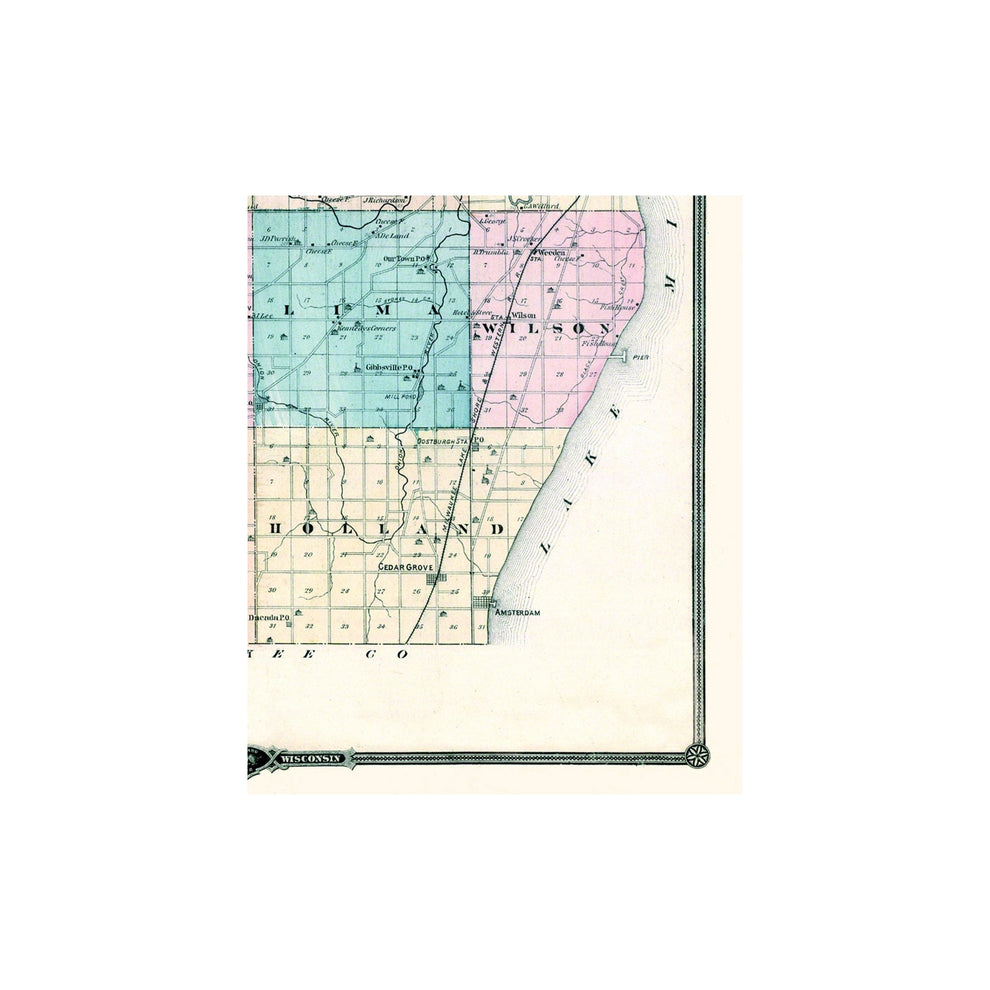 Historic County Map - Sheboygan County Wisconsin - Snyder 1878 - 23 x ...