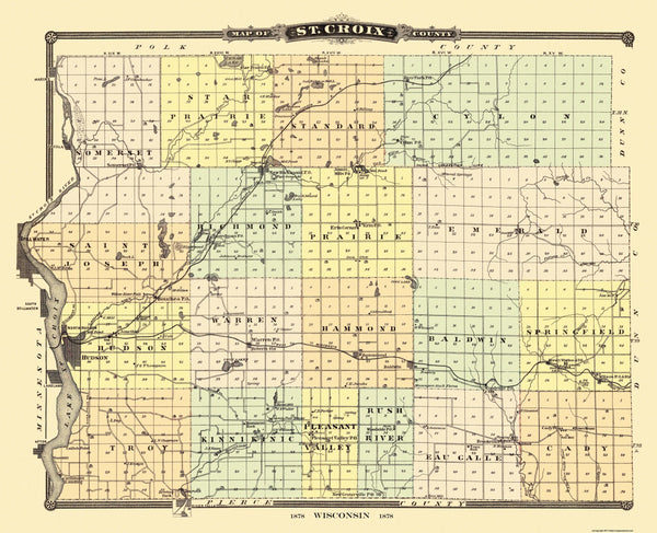 Historic County Map - St. Croix County Wisconsin - Snyder 1878 - Vinta ...